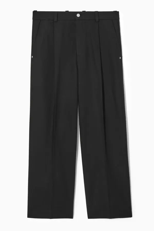 Cos Wide-leg Pleated Utility Pants - Black | Editorialist