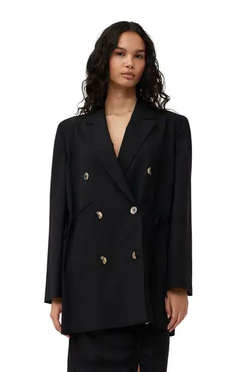 Ganni Drapey Melange Oversized Blazer In Black - 60% Off 