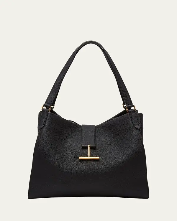 TOM FORD Tara Large Tote In Grained Leather - Black