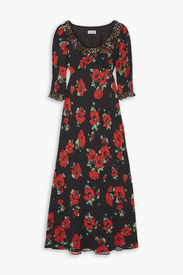 Rixo Juliette Printed Crepe Midi Dress
