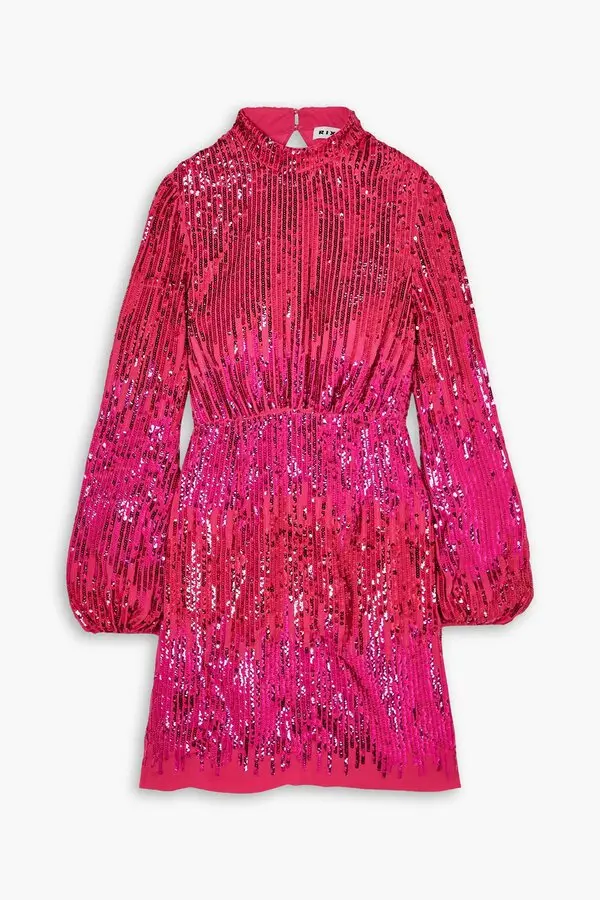 Rixo Lara Cutout Sequined Mini Dress - Fuchsia