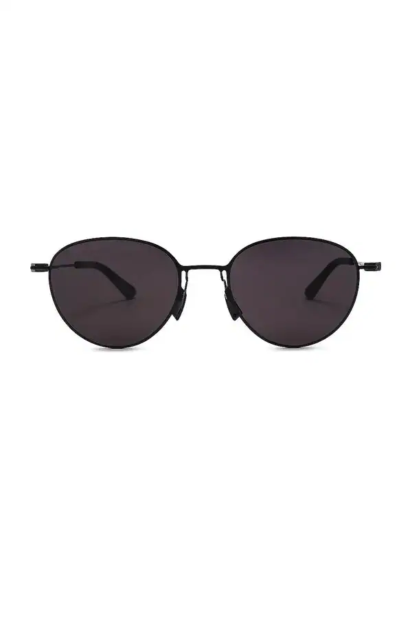 Bottega Veneta Thin Triangle Round Sunglasses - Black | Editorialist