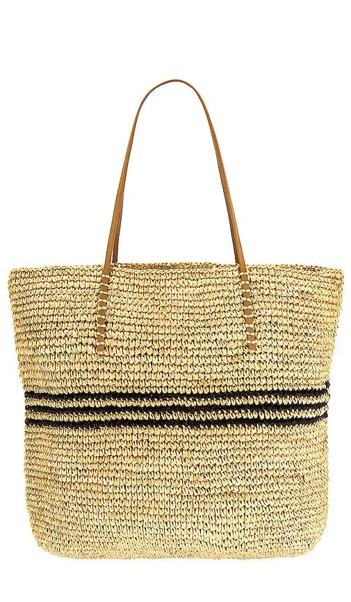 Hat Attack Luxe Stripe Tote - Natural And Black