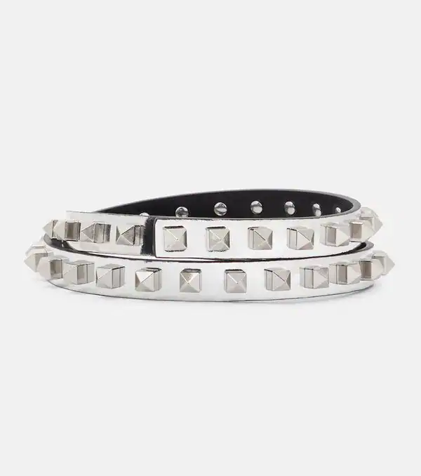 Valentino Garavani Rockstud 15 Metallic Leather Belt In  display picture 1