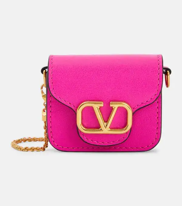 Valentino Garavani Loco Leather Airpods Case In Pink - 30% Off 