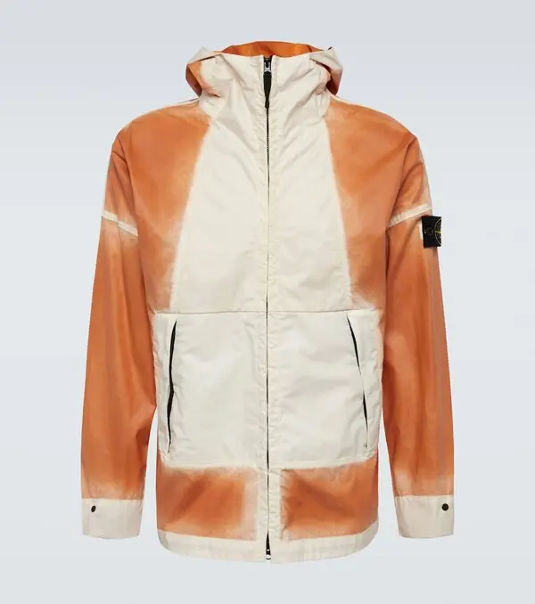 Stone Island Hand-Sprayed Mussola Gommata Jacket In Orange 30