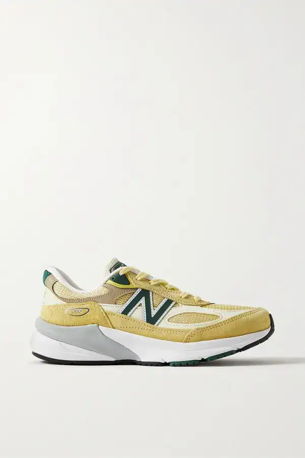 NEW BALANCE 990v6 Leather-trimmed Mesh And Suede Sneakers - Yellow ...