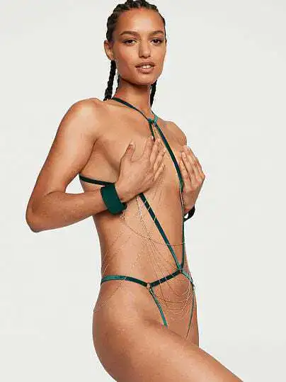 Victoria'S Secret Very Sexy Delicate Chain Playsuit & Cuffs Set In Green -  61% Off | Editorialist
