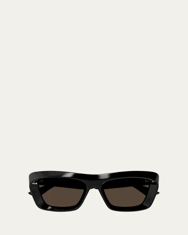 Bottega Veneta Beveled Rectangle Sunglasses - Black
