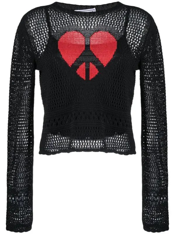MOSCHINO JEANS Heart-motif Pointelle-knit Jumper