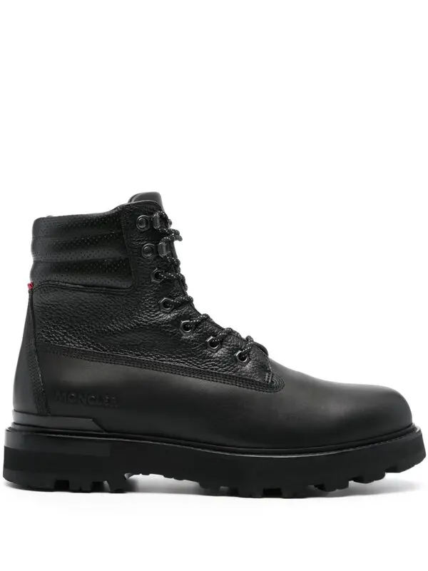 Moncler Peka Lace-up Leather Boots - Black