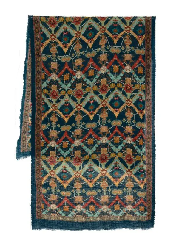 LEATHERSMITH OF LONDON Graphic-print Frayed Scarf