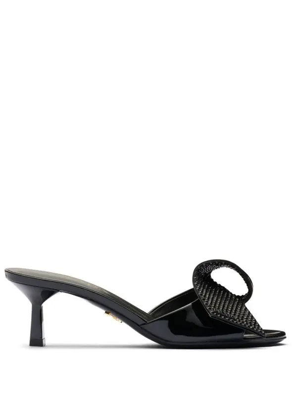 Prada Bow-detail Patent-leather Sandals