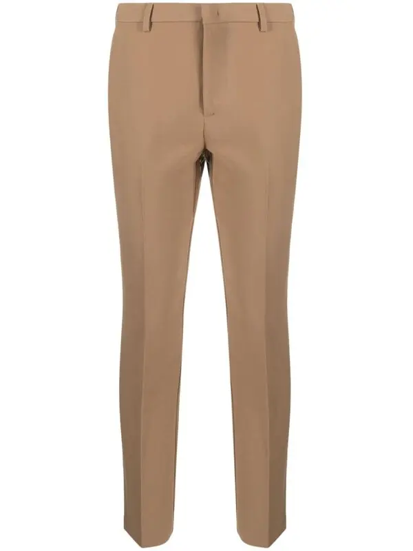MERCI Pressed-crease Slim-fit Trousers - Brown