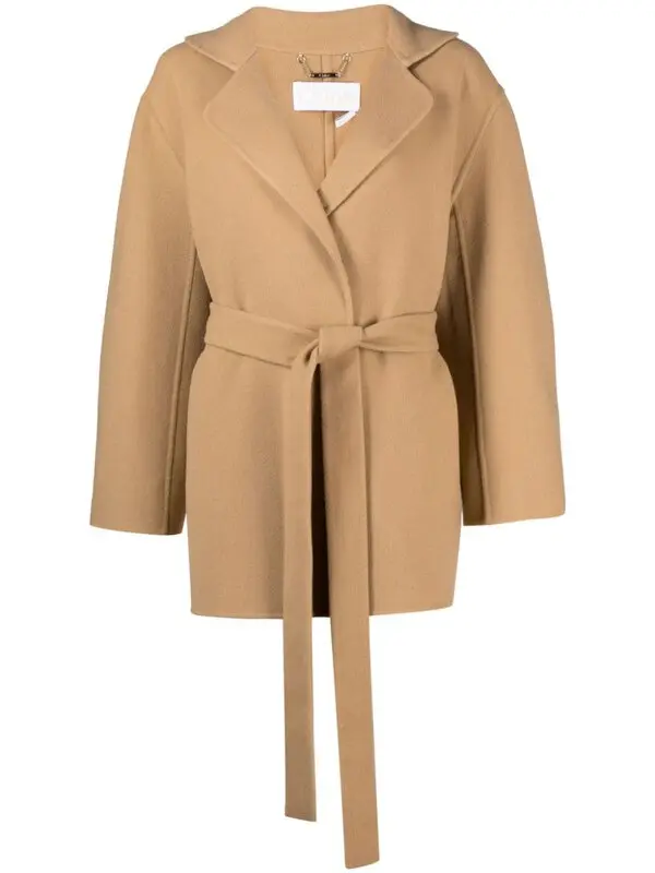 Chloé Brushed Belted Coat Notch Lapels