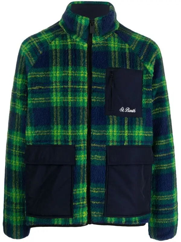 MC2 SAINT BARTH Logo-embroidered Tartan Fleece Jacket