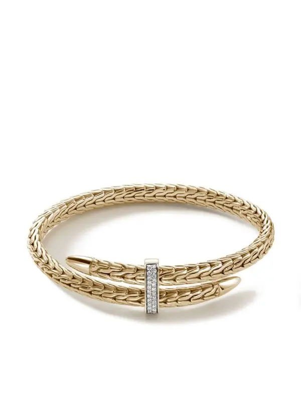 John Hardy 18kt Yellow Diamond Spear Cuff Bracelet - Gold