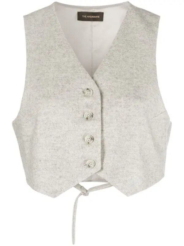 Andamane Nadine Cropped Wool-blend Vest