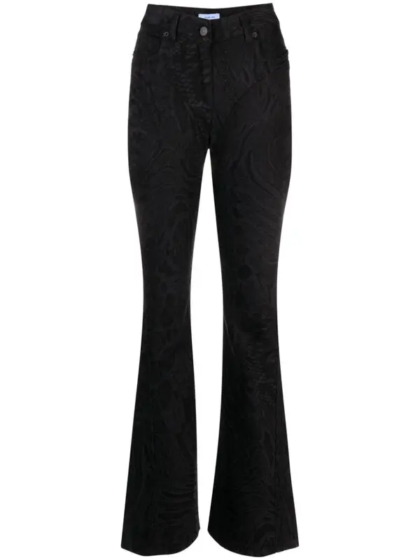 MUGLER Warped Snakeskin-print Flared Jeans