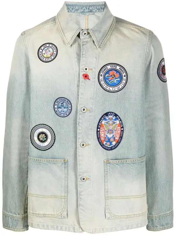 Kenzo Travel Badge Denim Jacket - Blue