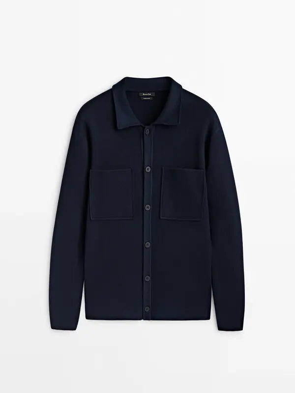 Buy Massimo Dutti Knit Overshirt With Buttons - Navy Blue At 58% Off ...
