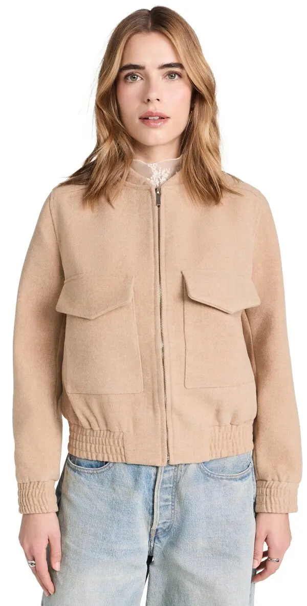 Endless Rose Wool Bomber Jacket In Camel 50% Off Editorialist