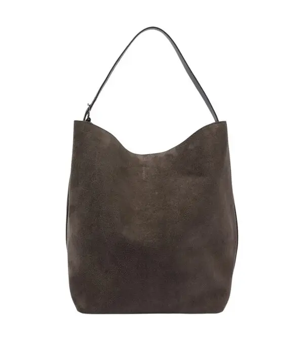 TOTÊME Belted Suede Tote Bag - Grey
