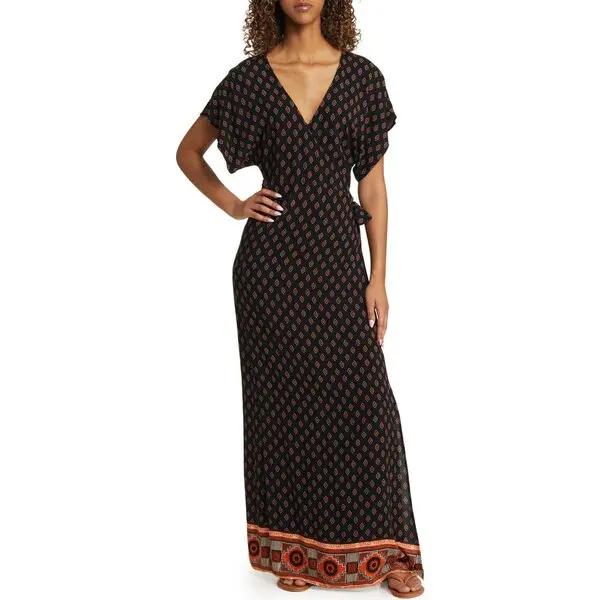 Rip Curl Pacific Dreams Short Sleeve Maxi Wrap Dress