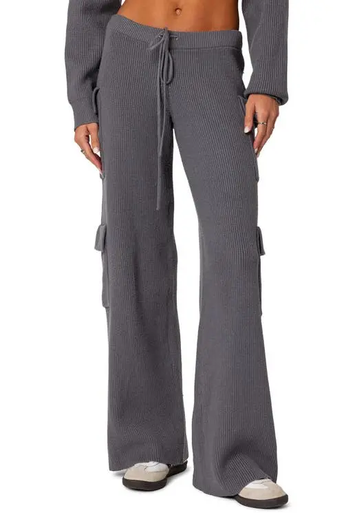 EDIKTED Wynter Drawstring Cargo Sweater Pants - Gray