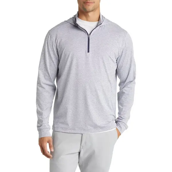 Johnnie-o Hybrid Performance Quarter Zip Hoodie - Heather Twilight