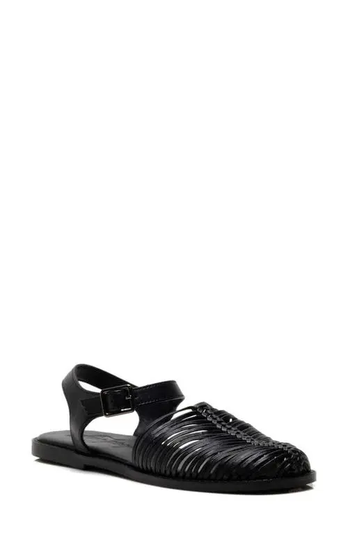 Free People Frankie Fisherman Sandal - Black Leather