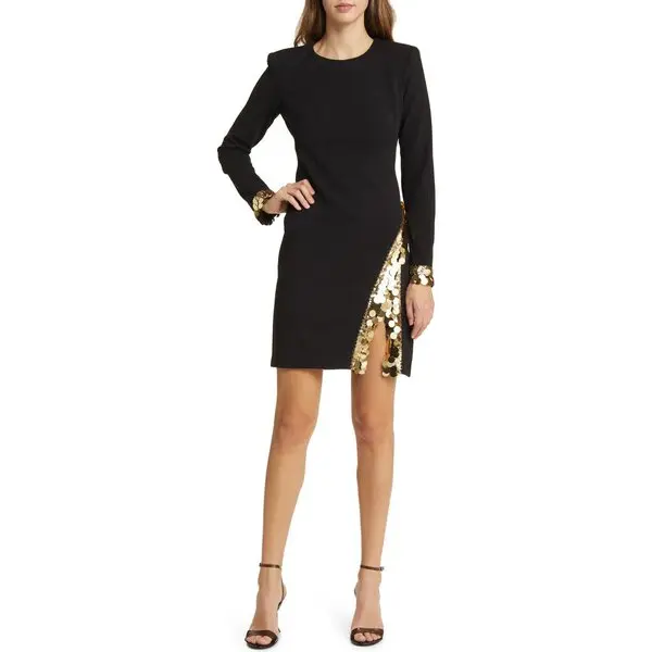 Vince Camuto Long Sleeve Sequin Mini Dress