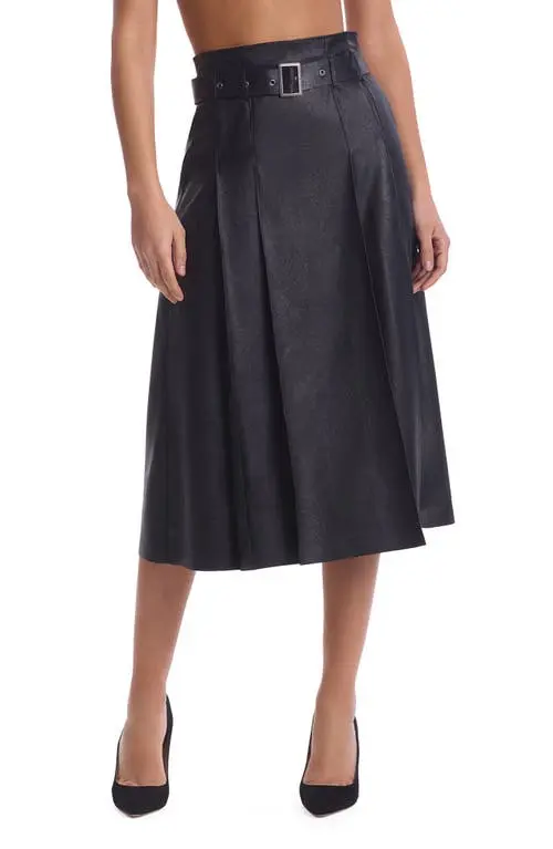 Commando Pleated Faux Leather Midi Skirt - Black | Editorialist