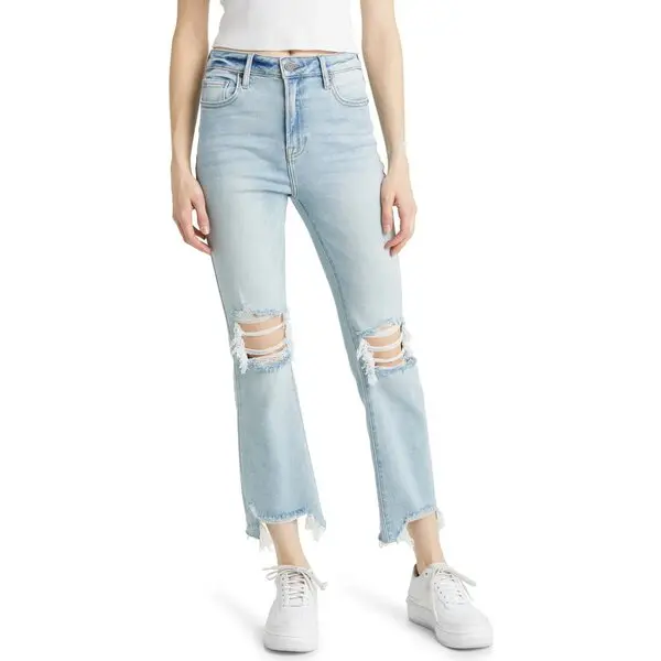 HIDDEN JEANS Distressed Straight Leg Jeans - Medium Wash