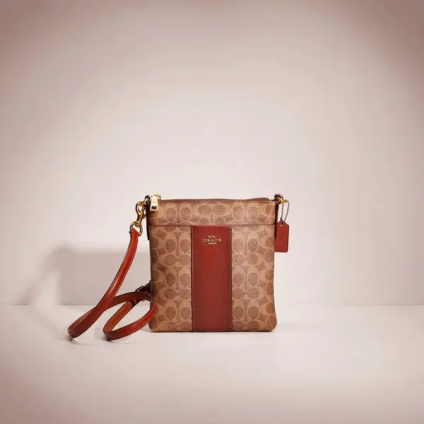 Coach Kitt Messenger Crossbody In Colorblock Signature Canvas - Brass/tan/rust