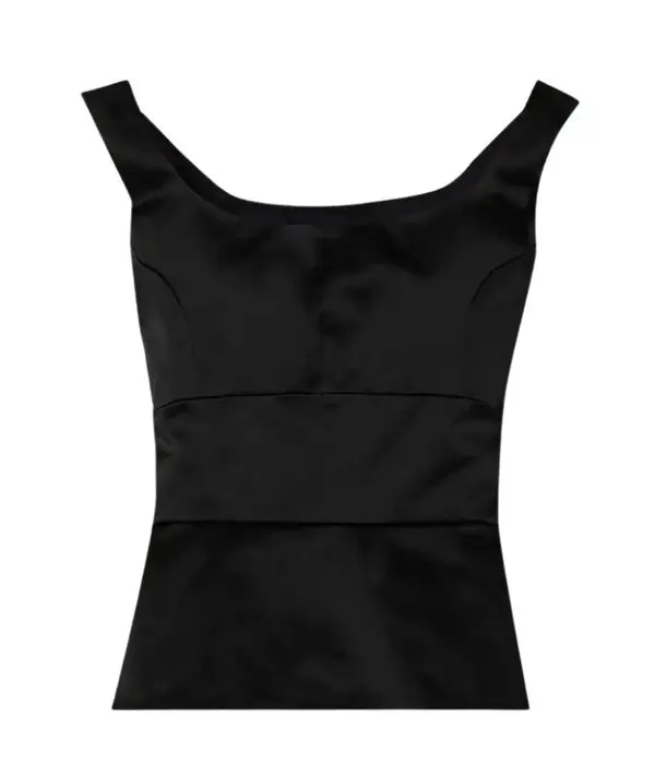 LIBEROWE Net Sustain Off-the-shoulder Duchesse Cotton-blend Satin Peplum Top - Black