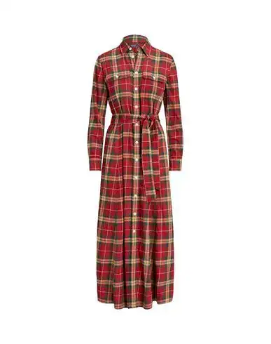 Ralph Lauren Plaid Cotton Twill Shirtdress In Red - 55% Off | Editorialist