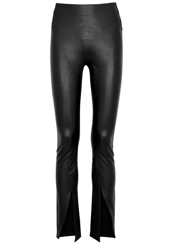 Spanx Split-Hem Faux Leather Leggings Black Editorialist