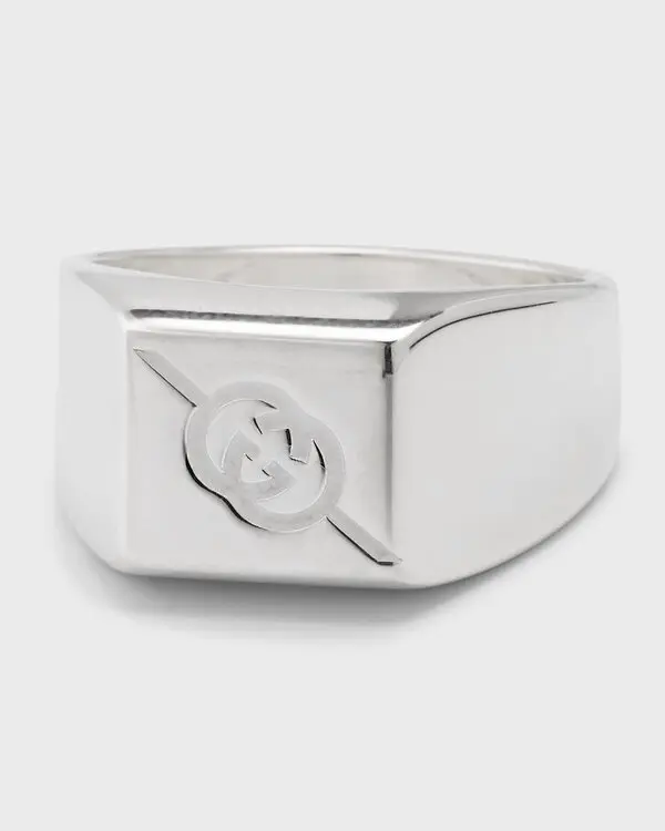 Gucci Diagonal Interlocking G Ring, 19mm - Silver | Editorialist
