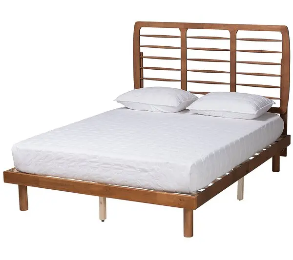 BAXTON STUDIO Petra Ash Walnut Wood Queen Bed
