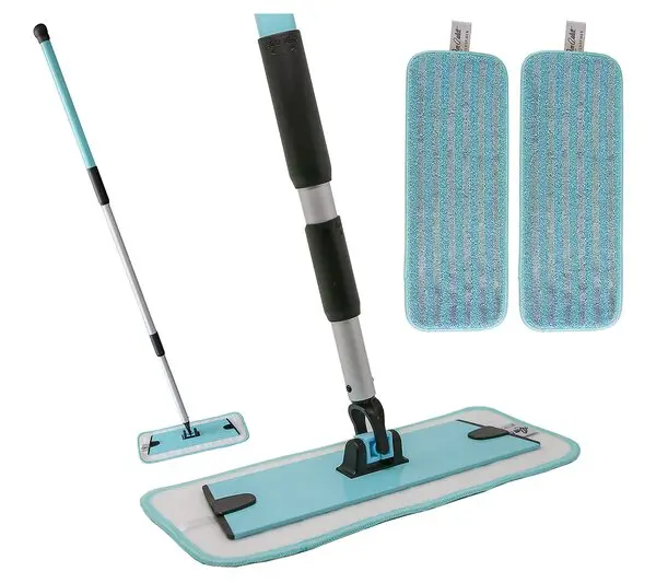 DON ASLETT 12' Aluminum Mop With 2 Microfiber M Op Pads Aqua