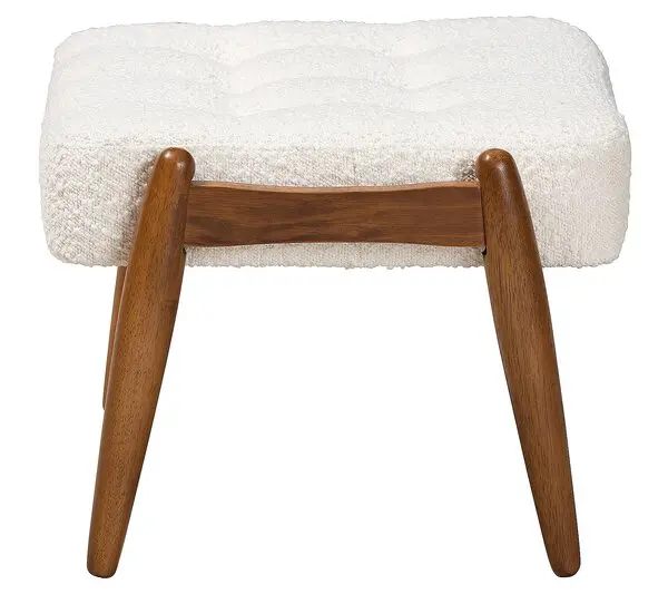 BAXTON STUDIO Jeanine Boucle Fabric And Wood Ot Toman Footstoo