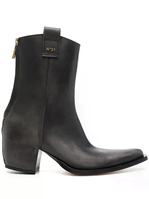N°21 60mm Pointed-toe Leather Ankle Boots