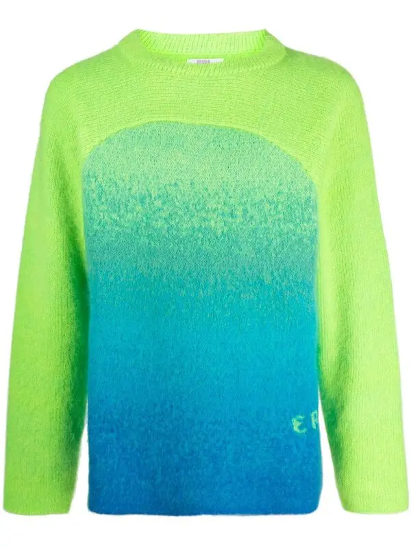 ERL Gradient Intarsia-logo Jumper - Green