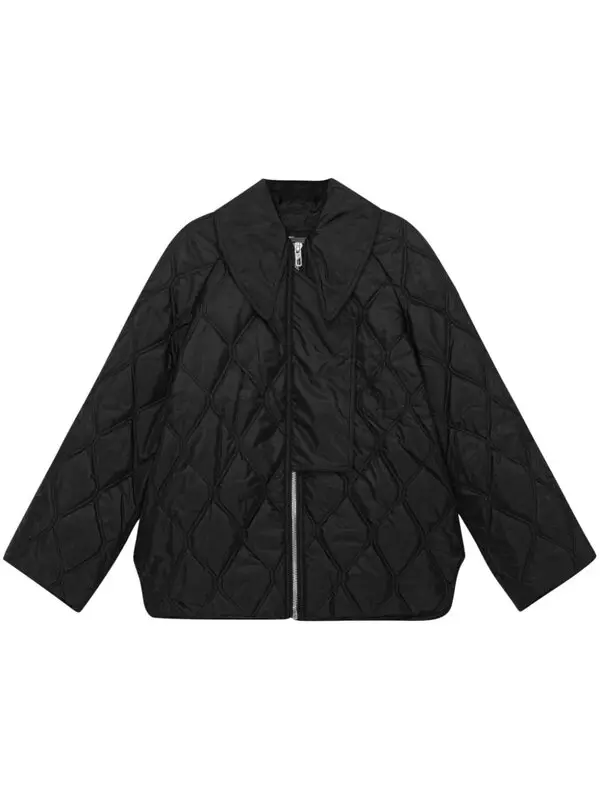 Ganni Ripstop-Texture Quilted Jacket In Black - 55% Off | Editorialist