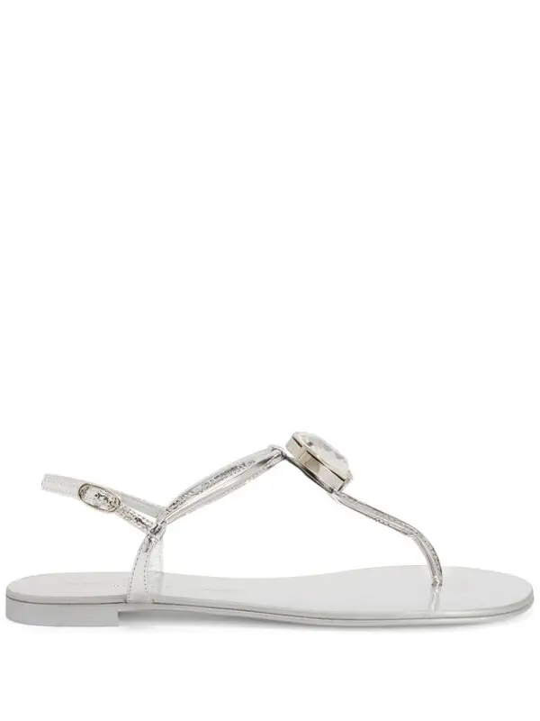 GIUSEPPE ZANOTTI Anthonia Flat Sandals - Silver