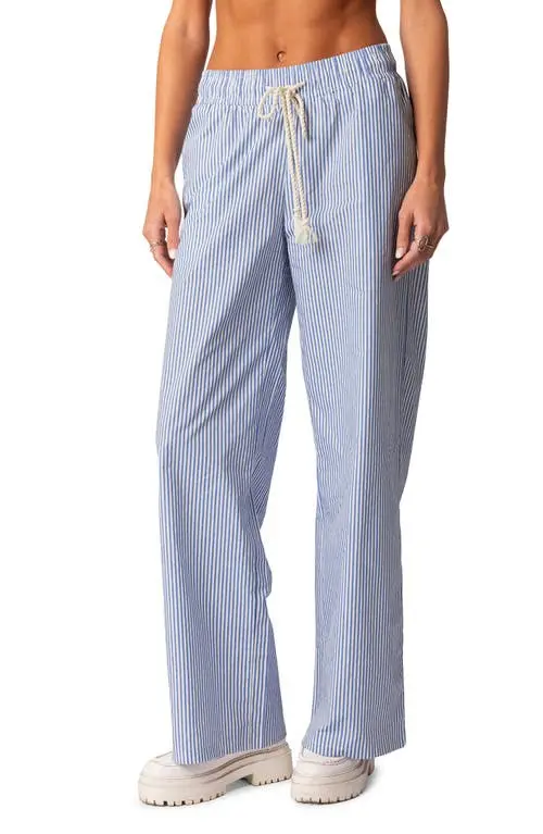 EDIKTED Stripe Wide Leg Cotton Pants