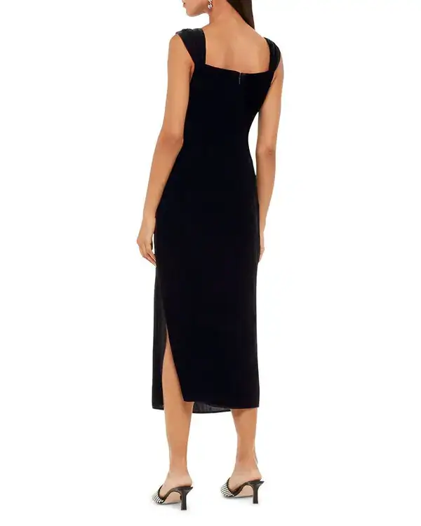 Whistles Draped Velvet Midi Dress In Black - 60% Off