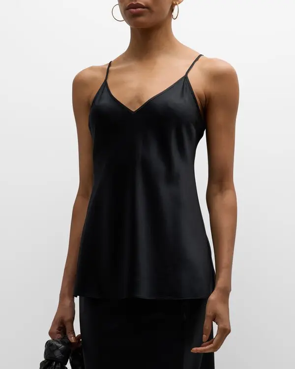 JOSEPH Clea Sleeveless Silk Satin Top - Black