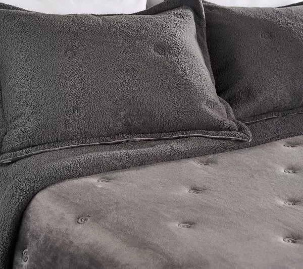 BERKSHIRE BLANKET Berkshire Velvetsoft And Sherpa Coverlet Set Queen